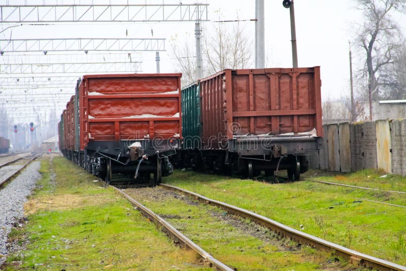 View on Railroad Track and Cargo Trains Stock Photo - Image of ...