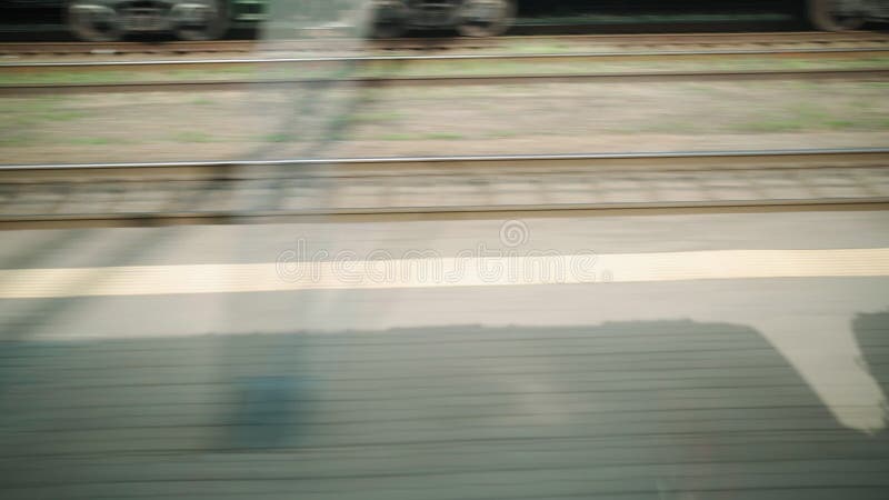 View on Railroad Track from the Window of Fast Train. Journey and Trip ...