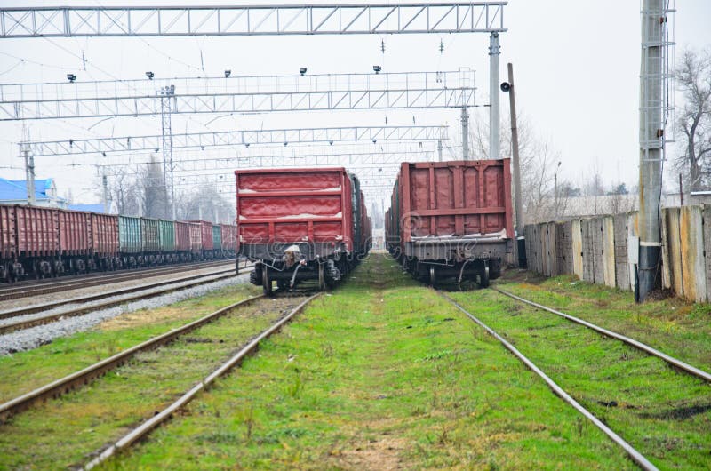 View on Railroad Tracks and Cargo Train Stock Photo - Image of line ...