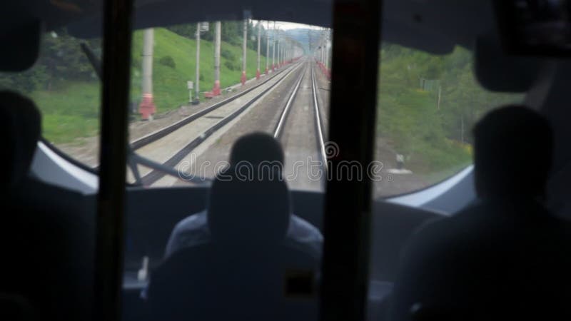View Railroad from Train Driver Cabin during Stock Video - Video of ...