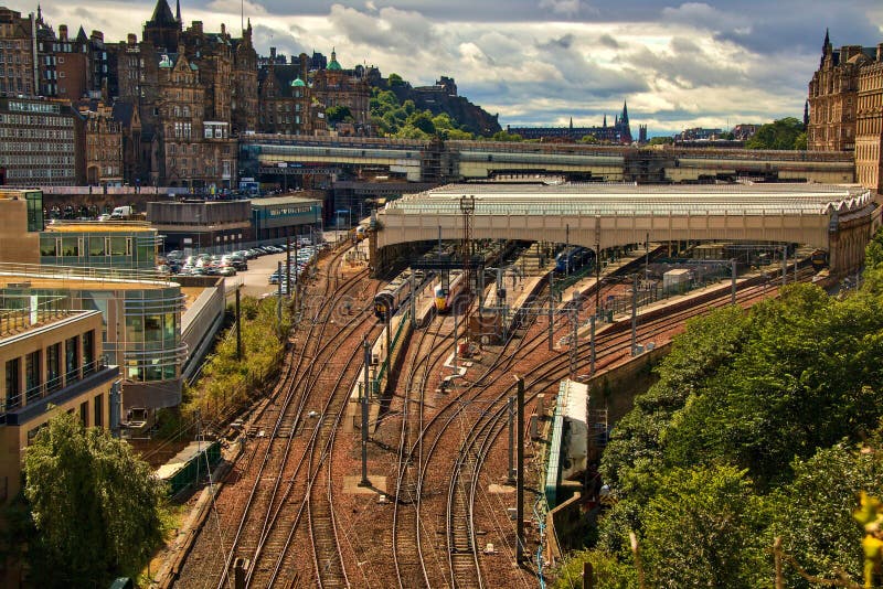 View of the Railroads in Edinburgh on a Sunny Day Editorial Image ...