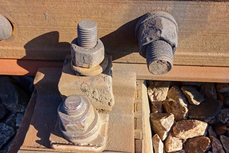 View of railway bolt stock photo. Image of closeup, metal - 62230982