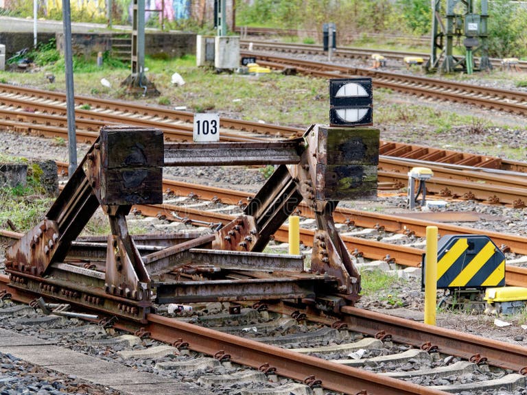 View of a Railway Buffer Stop. Stock Photo - Image of line, blocked ...