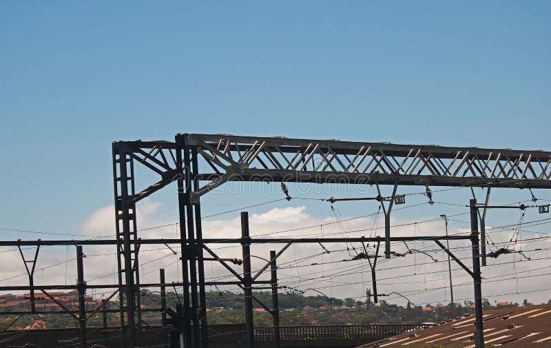 OVERHEAD POWER STRUCTURES on RAILWAY LINE Stock Photo - Image of ...