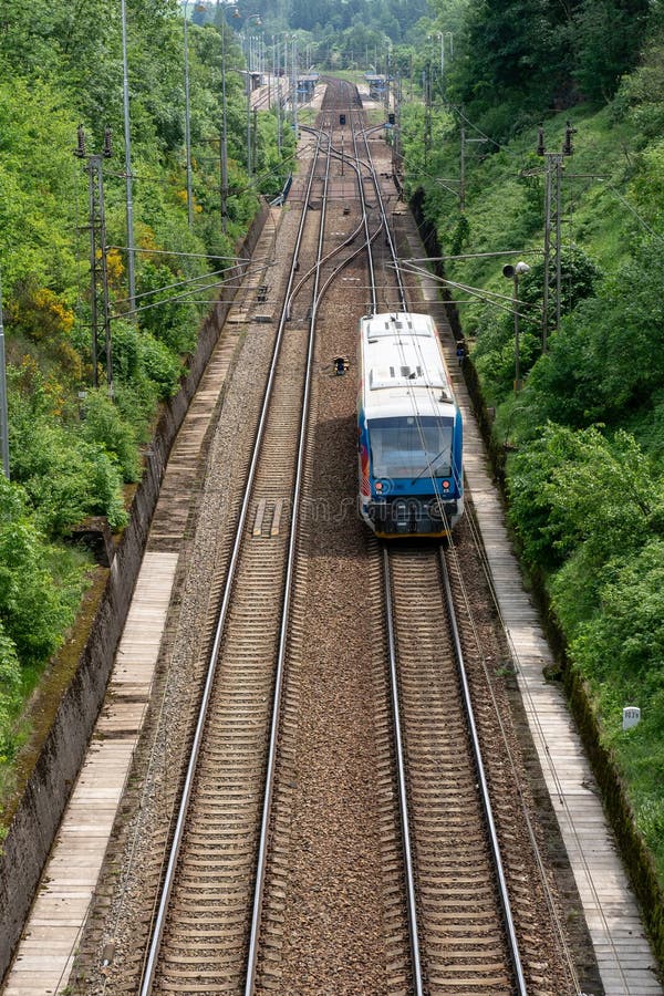 View on Railway Track Lines and Train Stock Image - Image of train ...