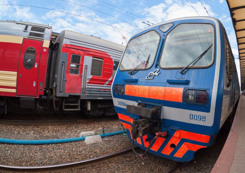 Passenger trains in Russia editorial image. Image of locomotive - 29824025