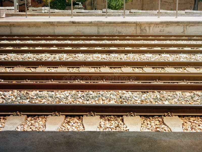 Railway Tracks between the Two Platforms of the Railway Station Stock ...