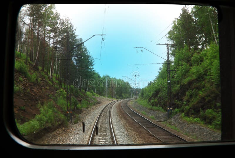 View on Railway in a Window of Last Carriage Stock Image - Image of ...
