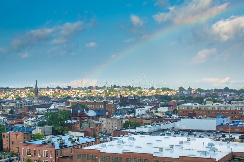 View of a Rainbow Over Upper Fells Point, Baltimore, Maryland Stock ...
