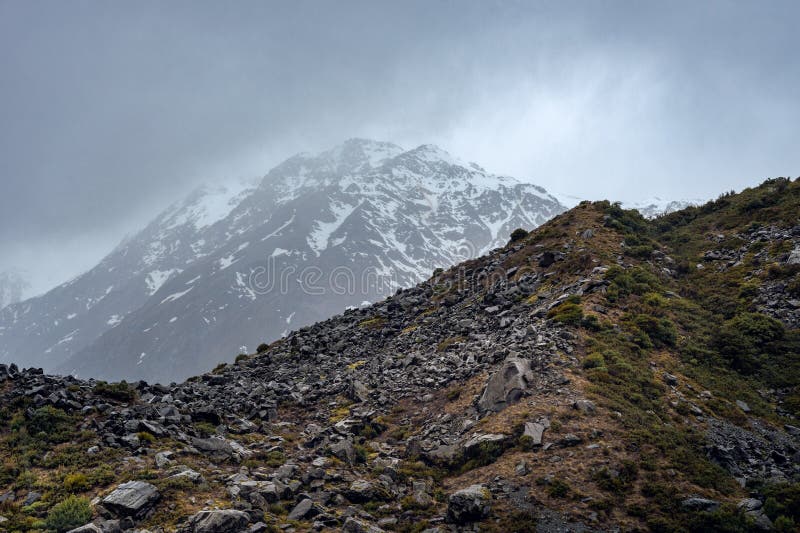 View of Rainy Hike To Kea Point Lookout, Mount Cook National Park, New ... View of Rainy Hike To Kea Point Lookout, Mount Cook National Park, New ...