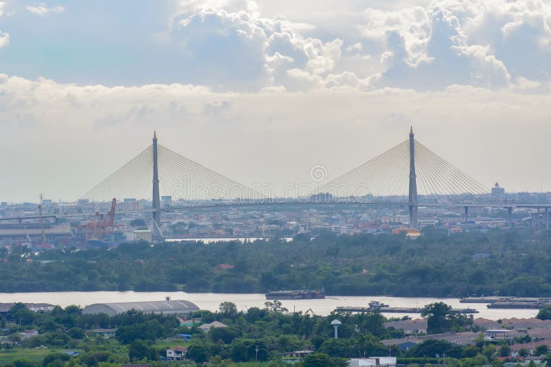 View Rama IX Bridge and Many Buildings Stock Image - Image of climate ...