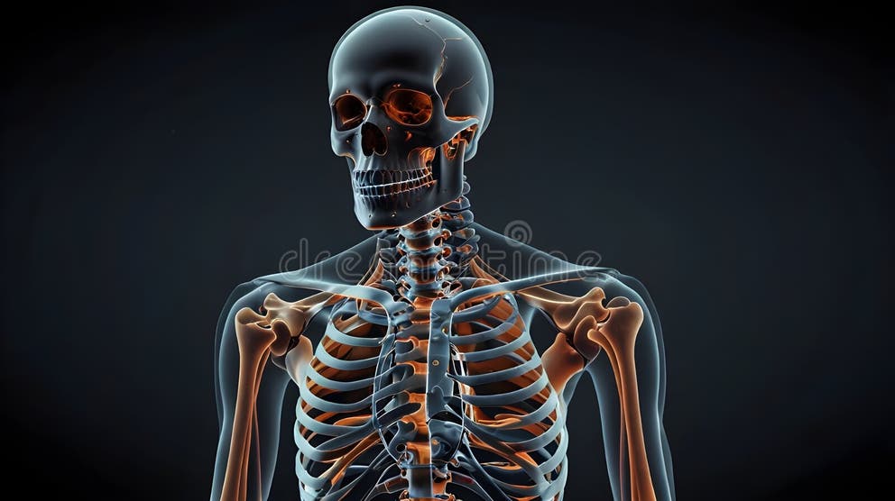 An X-ray Style Visualization of the Human Skeleton with Highlighted ...