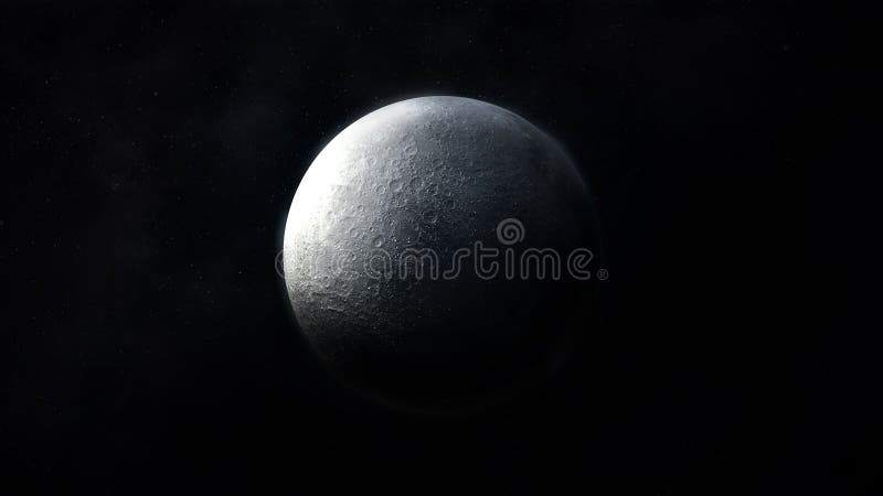 Dark Gray Image of a Half-lit Moon in Outer Space. Stock Illustration ...