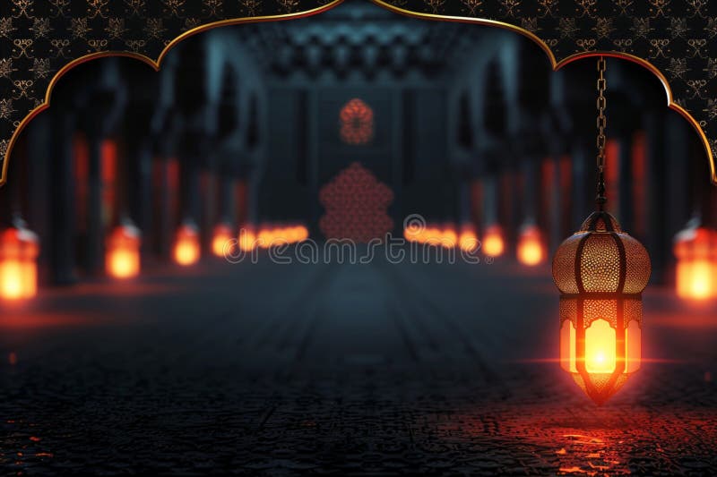 View Realistic Ramadan Background with Illuminated Lantern Casting a ...