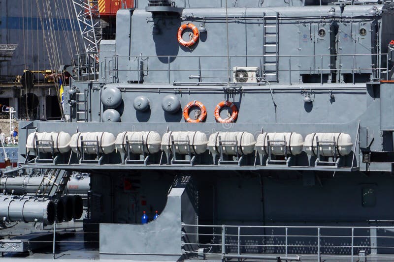 View of Rear Section of a Battleship Stock Image - Image of port ...