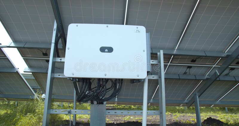 View from the Rear Side on a Solar Panel with a Control Box on it, 4k ...