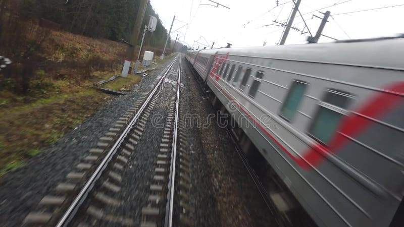 View from the Rear Window of a Moving Train Stock Video - Video of ...