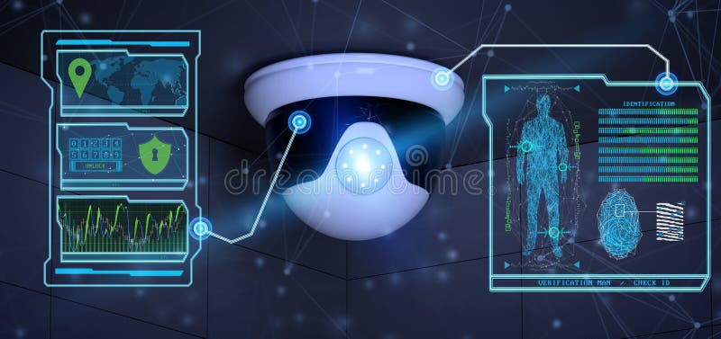 Recognition and Detection Software on a Security Camera System - Stock ...