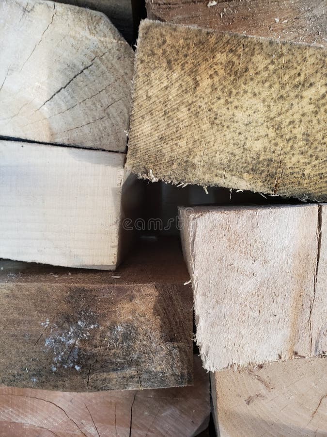 Rectangular Blocks of Cut Wood Stacked Stock Image - Image of ...