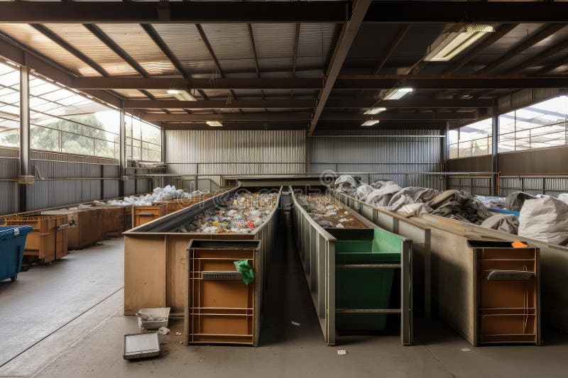 View of a Recycling Center, with Bins and Containers for Different ...