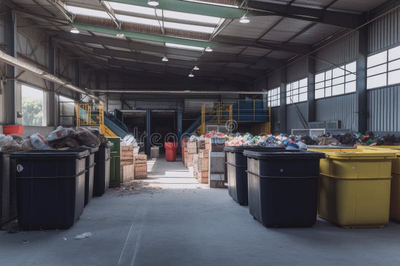 View of a Recycling Center, with Bins and Containers for Different ...