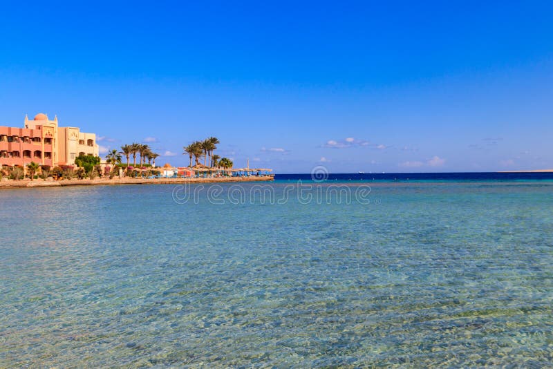 View of Red Sea Coast on the Beach in Hurghada, Egypt Stock Image ...