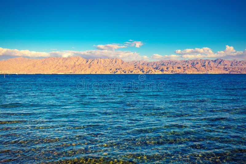 View of the Red Sea and Mountain Stock Photo - Image of beach, mountain ...