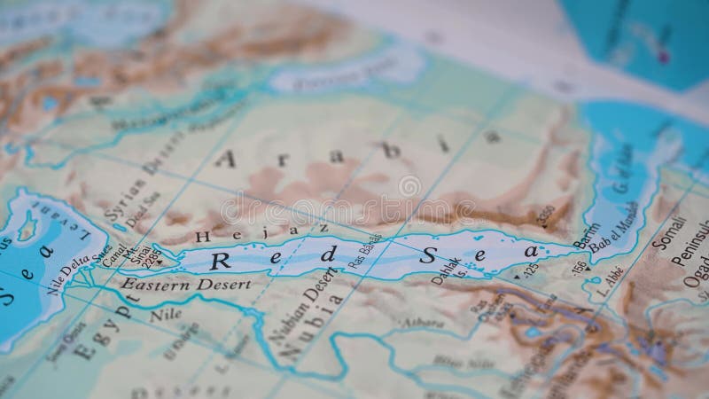 View of Red Sea on a World Map 4K Stock Video - Video of detailed ...