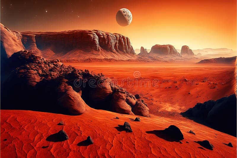 View of the Red Terrestrial Planet. Generative AI Stock Illustration ...