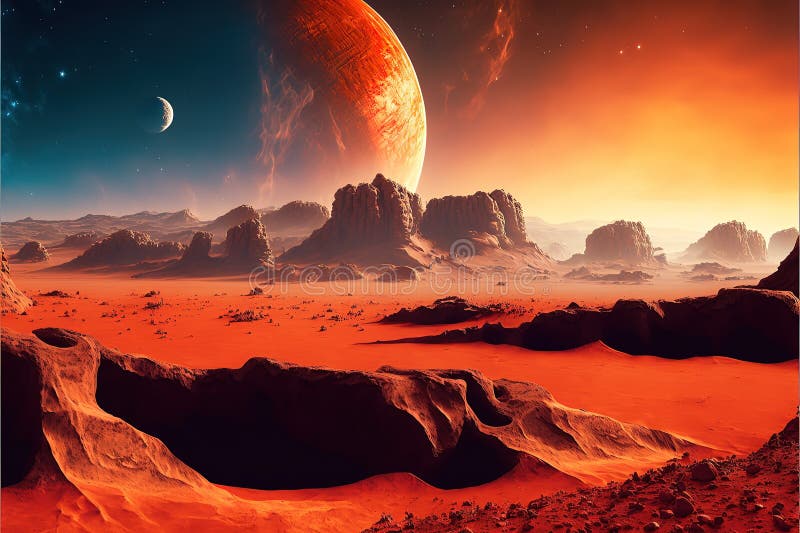 View of the Red Terrestrial Planet. Generative AI Stock Illustration ...