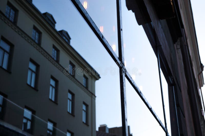 View of Reflection in a Window Stock Photo - Image of items, design ...