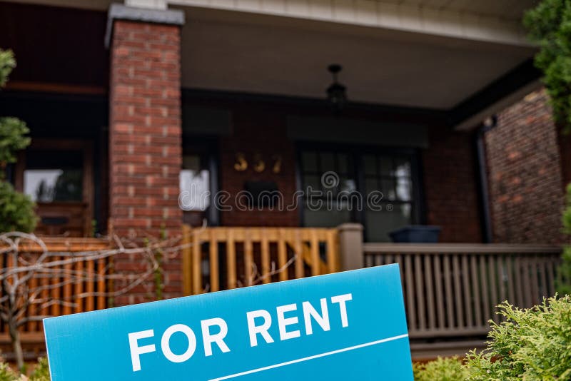 View of the for Rent Sign in Front of the House Stock Image - Image of ...