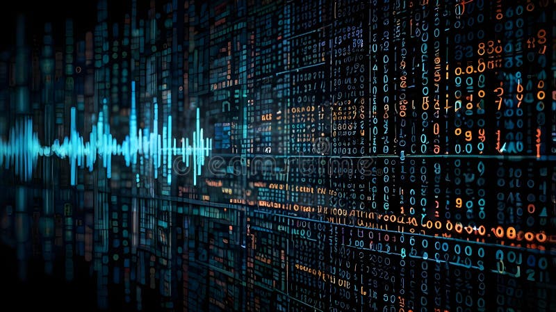 Representation Of Big Data Analysis Visualized With Glowing Binary Code