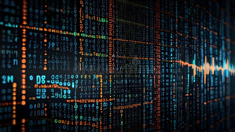 Representation of Big Data Analysis Visualized with Glowing Binary Code Stock Illustration ...