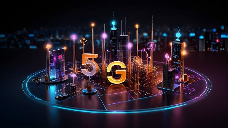 Representation of 5G Technology with Glowing Antennas and ...