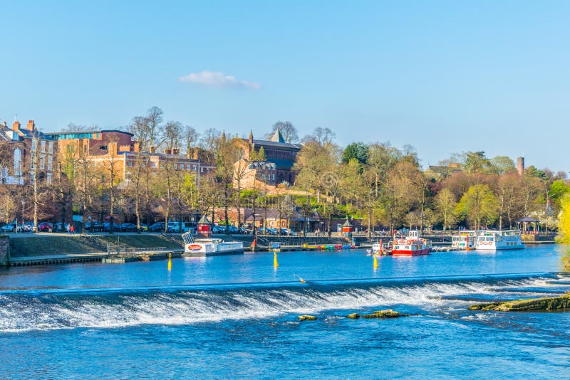 View of Residential Houses Alongside River Dee in Chester, England ...