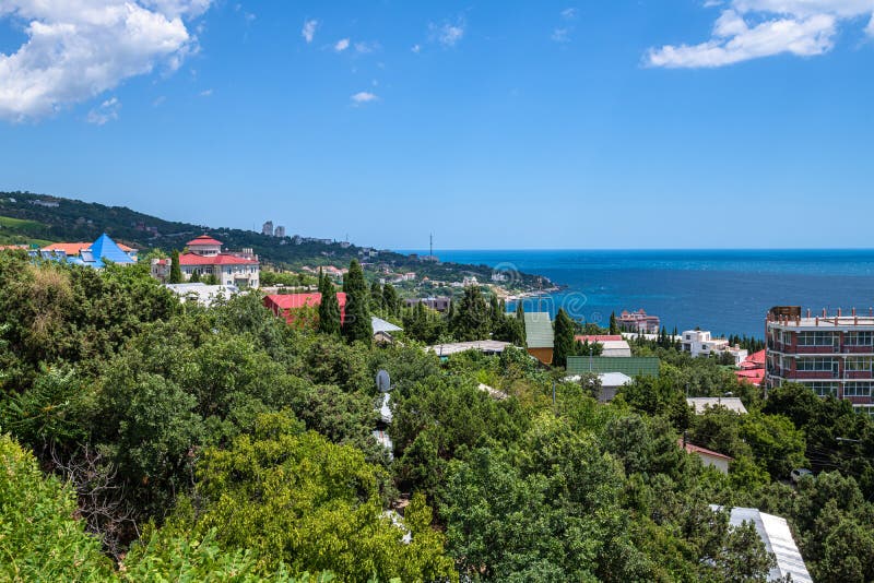 View of the Resort Simeiz Village in Crimea Stock Photo - Image of ...
