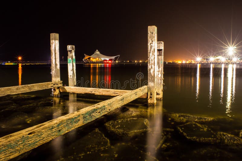 View of the Restaurant on Ancol Beach from Seaside Stock Image - Image ...