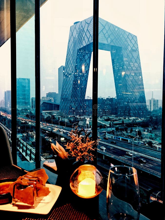 View from the Restaurant To the City Buildings Stock Photo - Image of ...