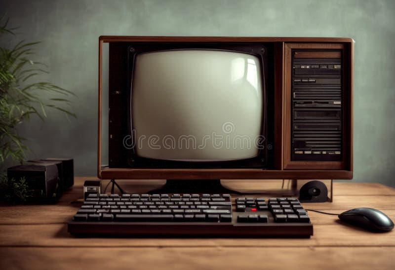 View Retro Computer Front Screen Desktop Keyboard Llo Vintage Mouse ...