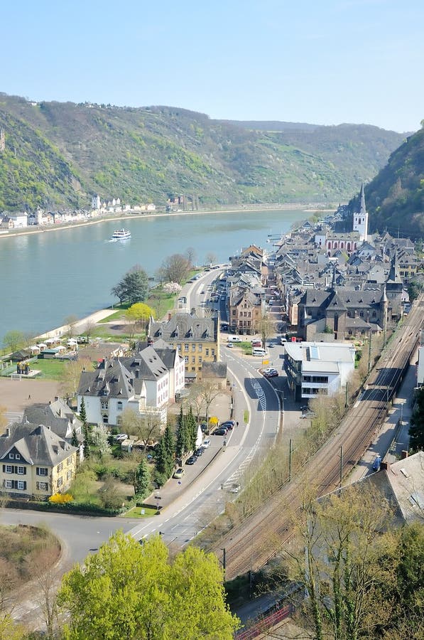 View of the Rhine from from the Castle at St. Goar Stock Photo - Image ...