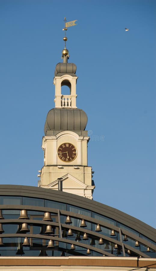 A View of Riga Town Hall Tower Stock Image - Image of skies, outdoor ...