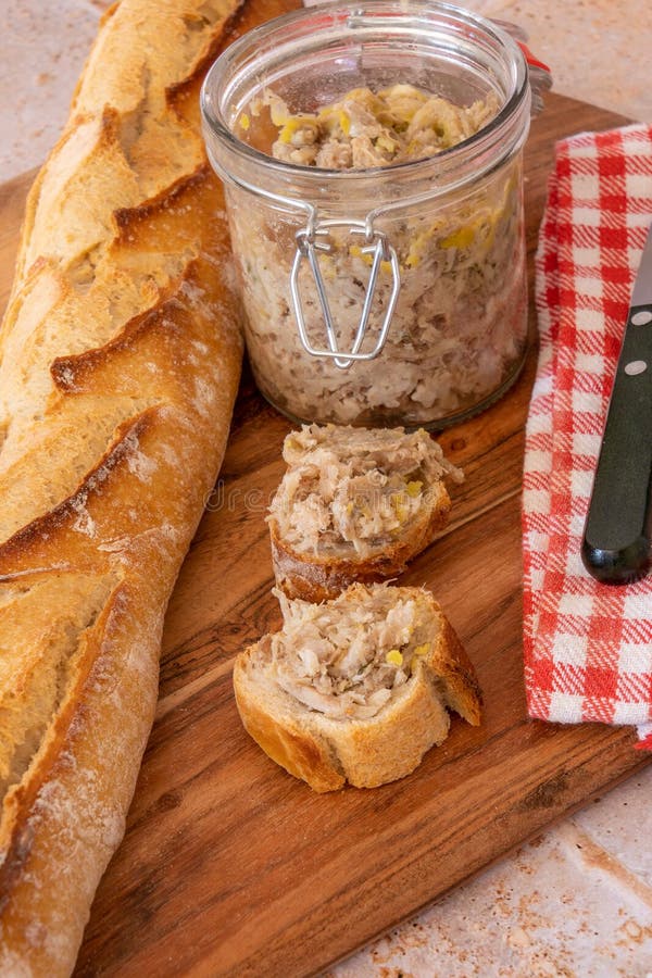 Rillette Toast on a Wooden Board Stock Photo - Image of rillette ...