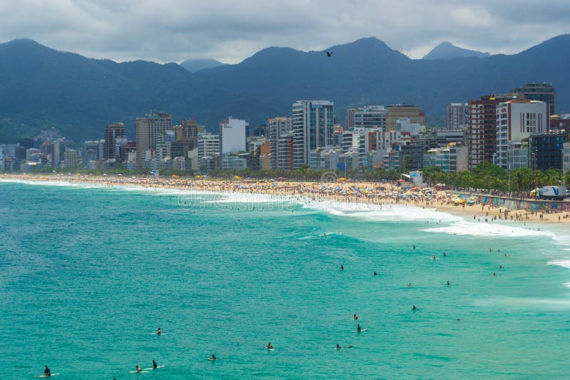 View of Rio De Janeiro Beaches Full of People Stock Photo - Image of ...