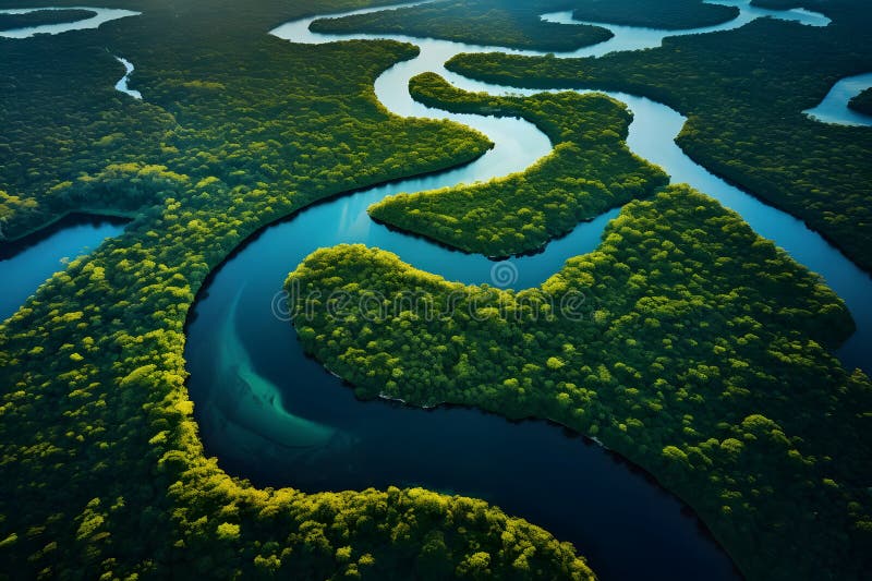 View of the River from Above. Generative AI Stock Illustration ...