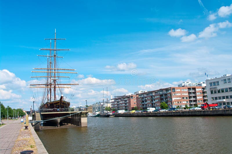 Turku, Finland. Embankment of the River Aura on a Summer Day Editorial ...