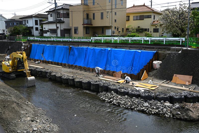 A View of River Bank Construction. Editorial Stock Photo - Image of ...