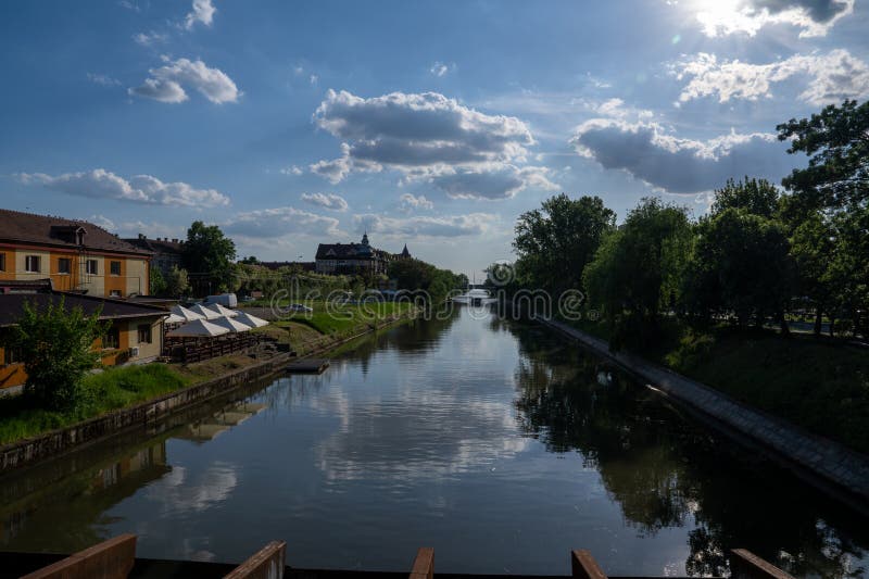 View of the River Bega and a Cloudy Sky, City of Timisoara, Romania ...