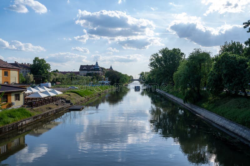 View of the River Bega and a Cloudy Sky, City of Timisoara, Romania ...