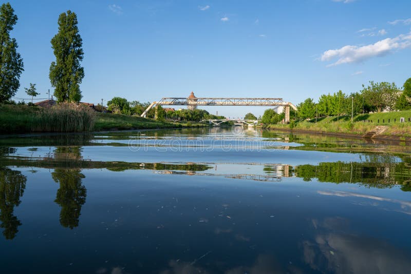 View of the River Bega and a Cloudy Sky, City of Timisoara, Romania ...